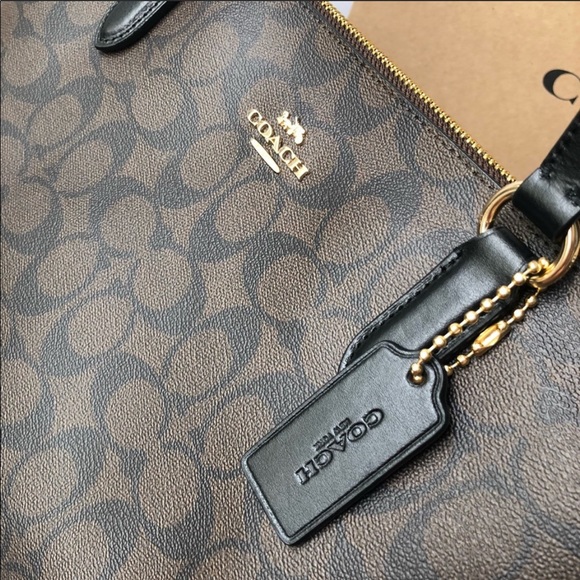 Coach | Bags | Coach Signature Coated Small Zip Top Tote | Poshmark